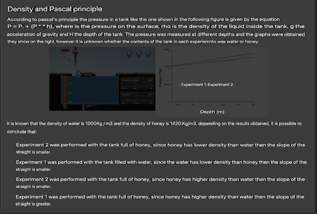 Solved Density and Pascal principle According to pascal's | Chegg.com