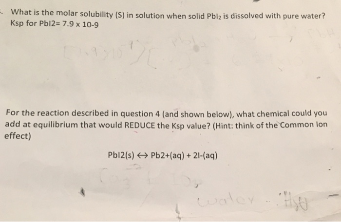 Solved What is the molar solubility (S) in solution when | Chegg.com