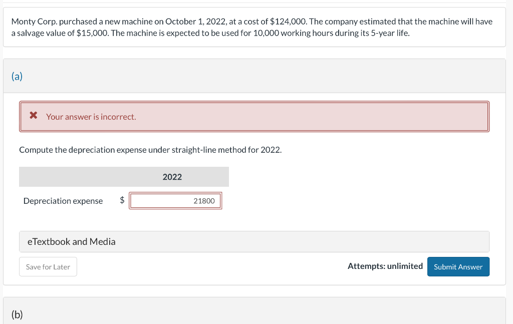 Solved Monty Corp. purchased a new machine on October 1,2022 | Chegg.com