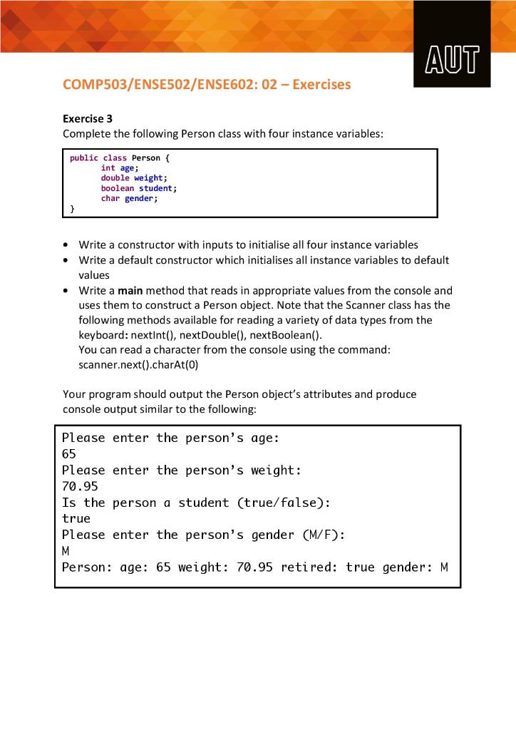 Solved AUT COMP503/ENSE502/ENSE602:02 - Exercises Exercise 1 | Chegg.com
