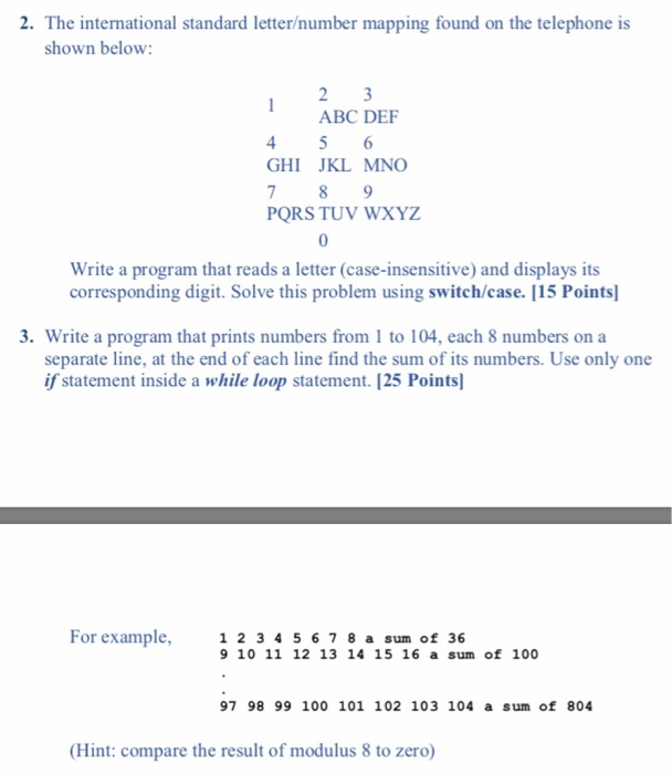 Solved 2. The international standard letter/number mapping | Chegg.com