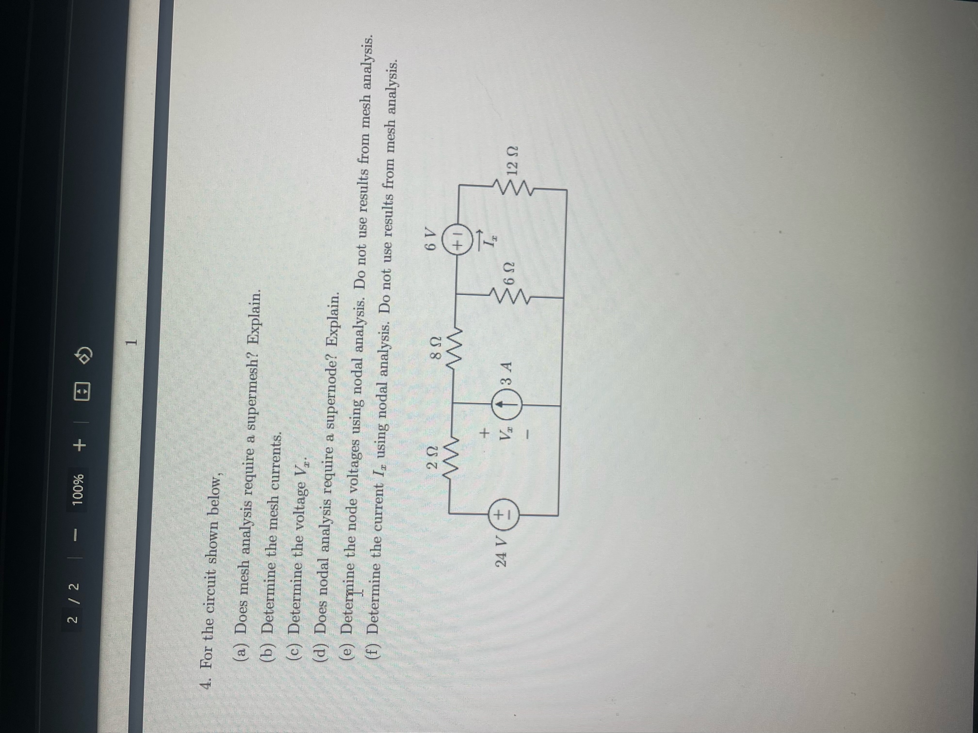 Solved 4. For the circuit shown below, (a) Does mesh | Chegg.com