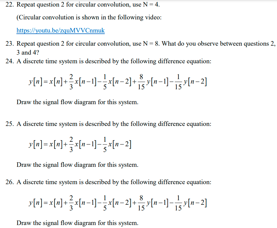 22. Repeat question 2 for circular convolution, use | Chegg.com