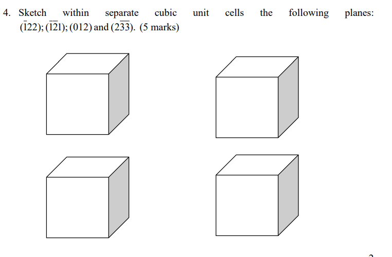 Solved 4. Sketch within separate cubic unit cells the | Chegg.com