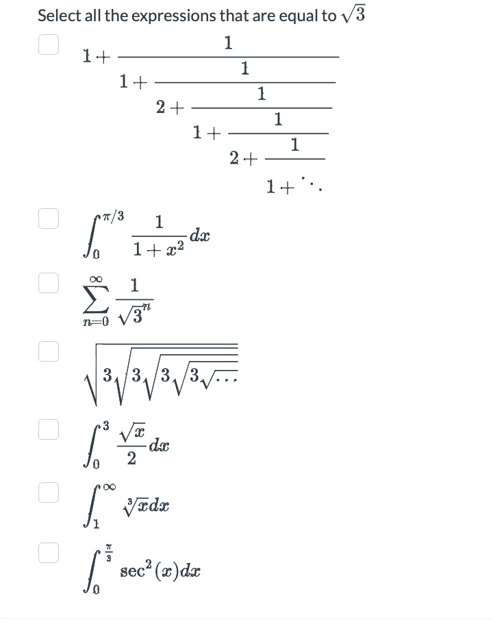 Solved Select all the expressions that are equal to 3 | Chegg.com