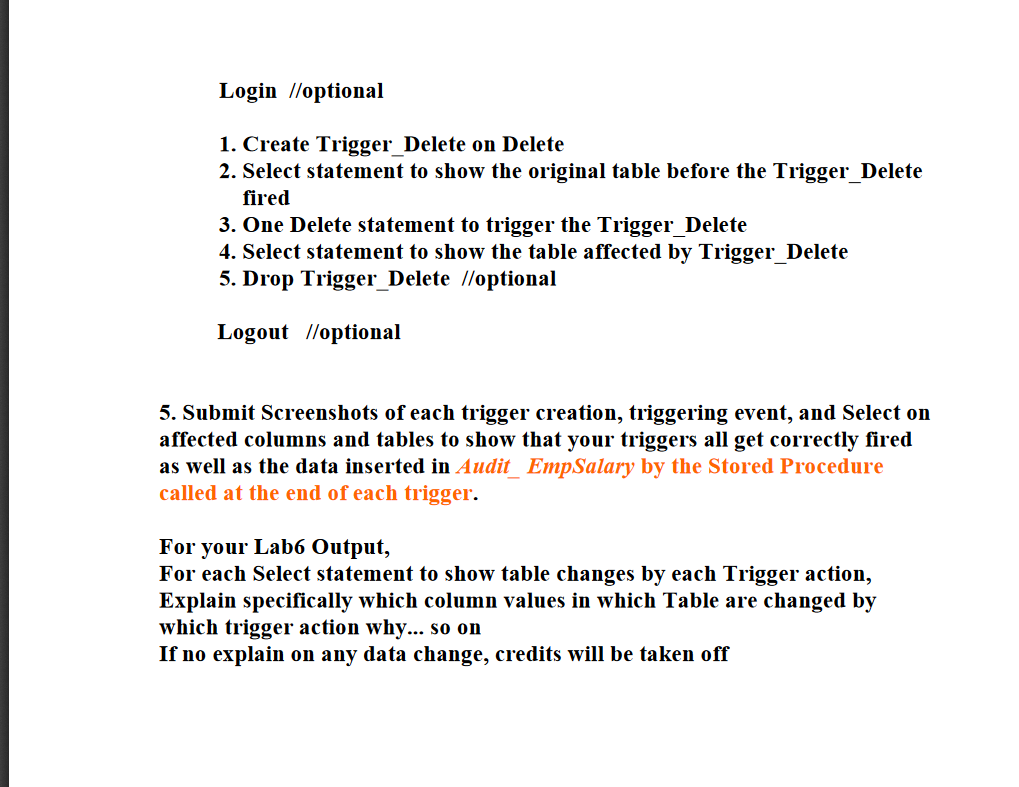 Solved Trigger and Stored Procedure: 1. Write Triggers that | Chegg.com