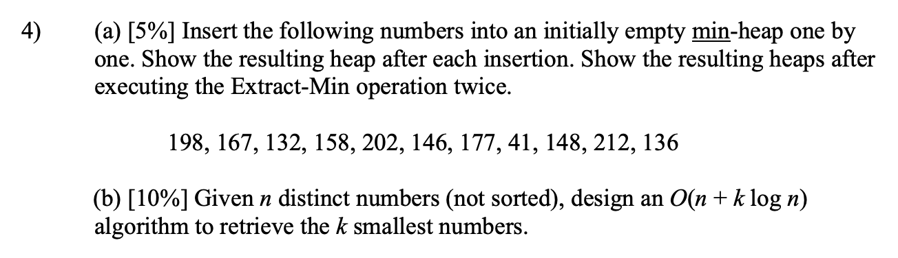 Solved (a) [5%] Insert the following numbers into an | Chegg.com