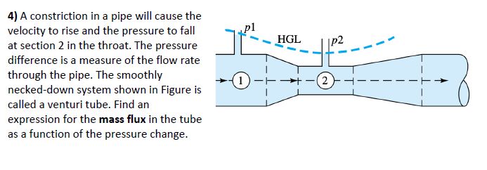Solved 4) A constriction in a pipe will cause the velocity | Chegg.com