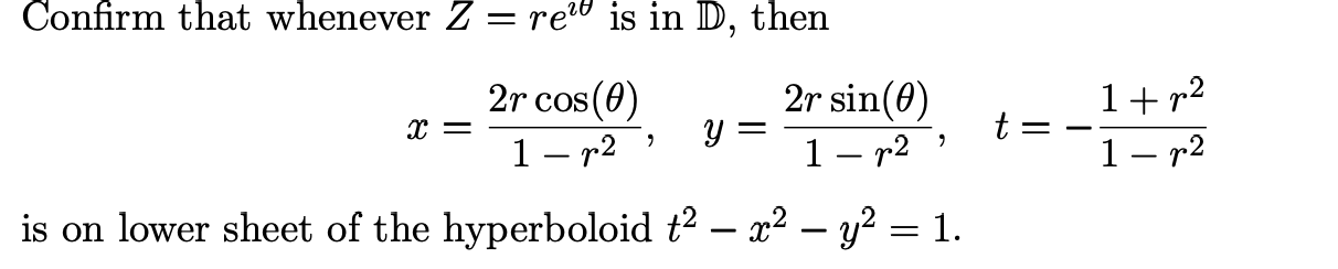 Solved Confirm that whenever Z=re θ is in D, then | Chegg.com