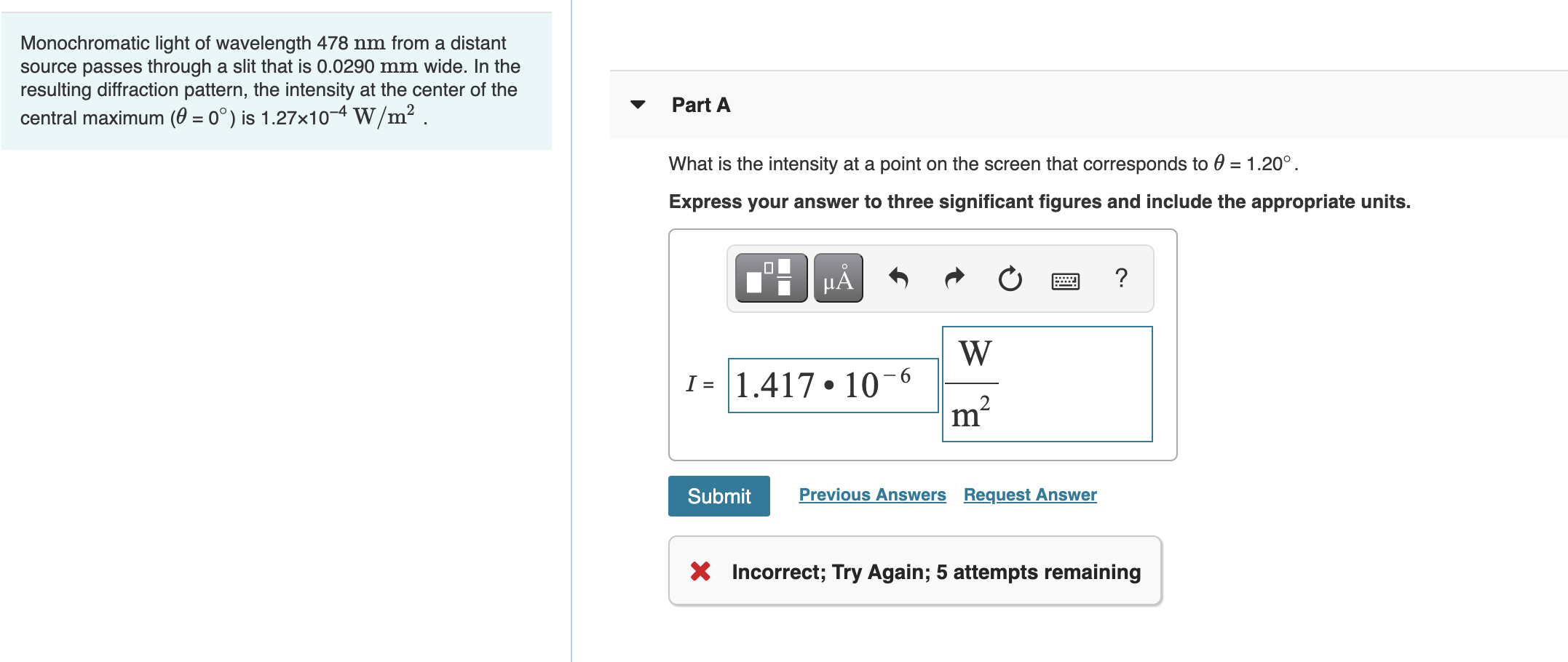 Solved Monochromatic Light Of Wavelength 478 Nm From A