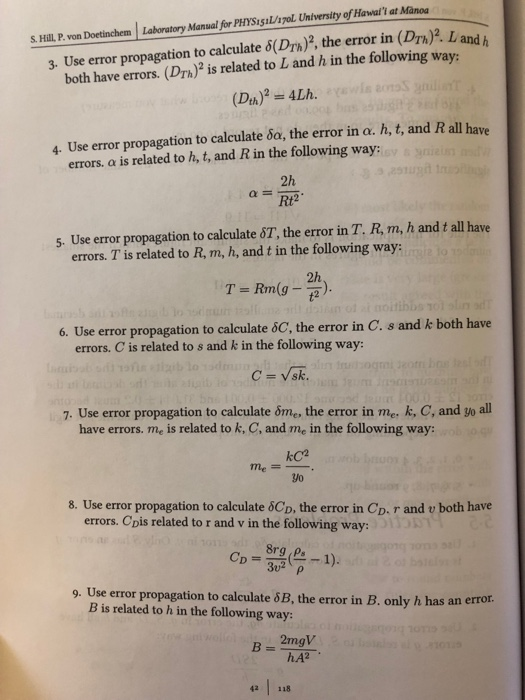 Solved 3. Use error propagation to calculate δ(Dn)2, the | Chegg.com