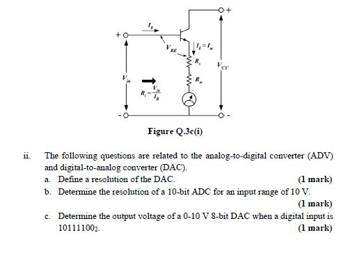 Solved Figure Q.3c(1) shows a basic transistor voltmeter | Chegg.com