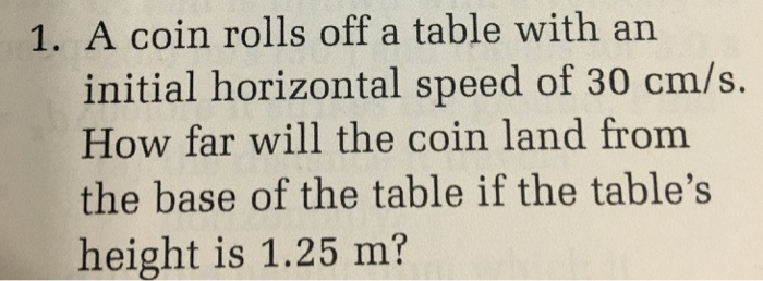 Solved 1. A coin rolls off a table with an initial | Chegg.com