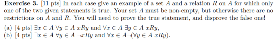 Solved Exercise 3. [11 pts] In each case give an example of | Chegg.com
