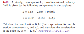 Solved 4-18 A steady, incompressible, two-dimensional | Chegg.com