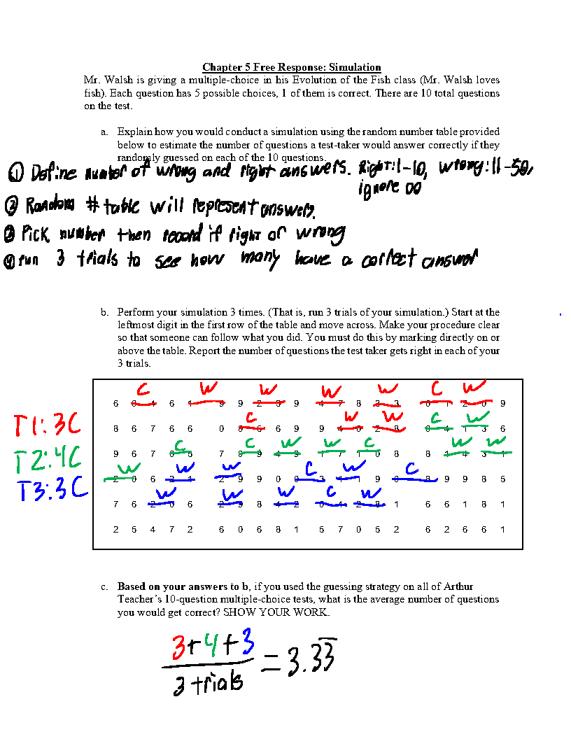 Chapter 5 Free Response: Simulation Mr. Walsh is | Chegg.com