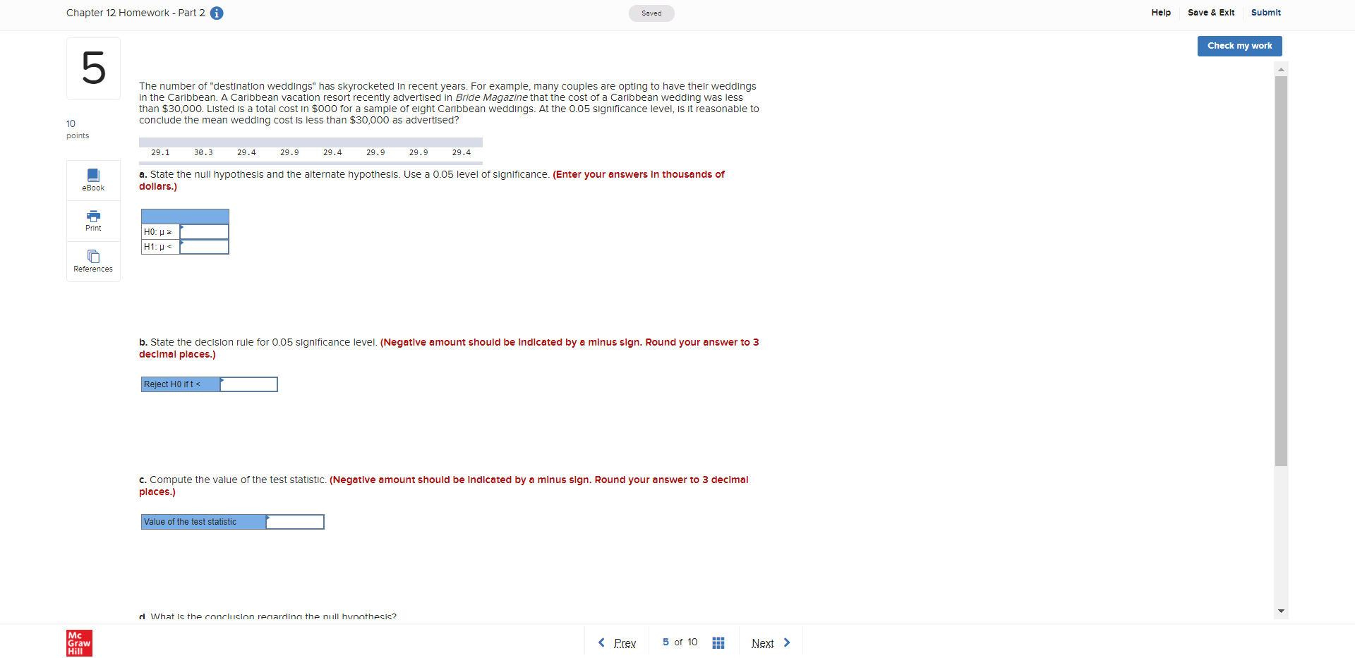 Solved Chapter 12 Homework - Part 2 A Saved Help Save & Exit | Chegg.com