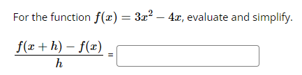 Solved Given the function f(x)=8x−3, evaluate and simplify | Chegg.com