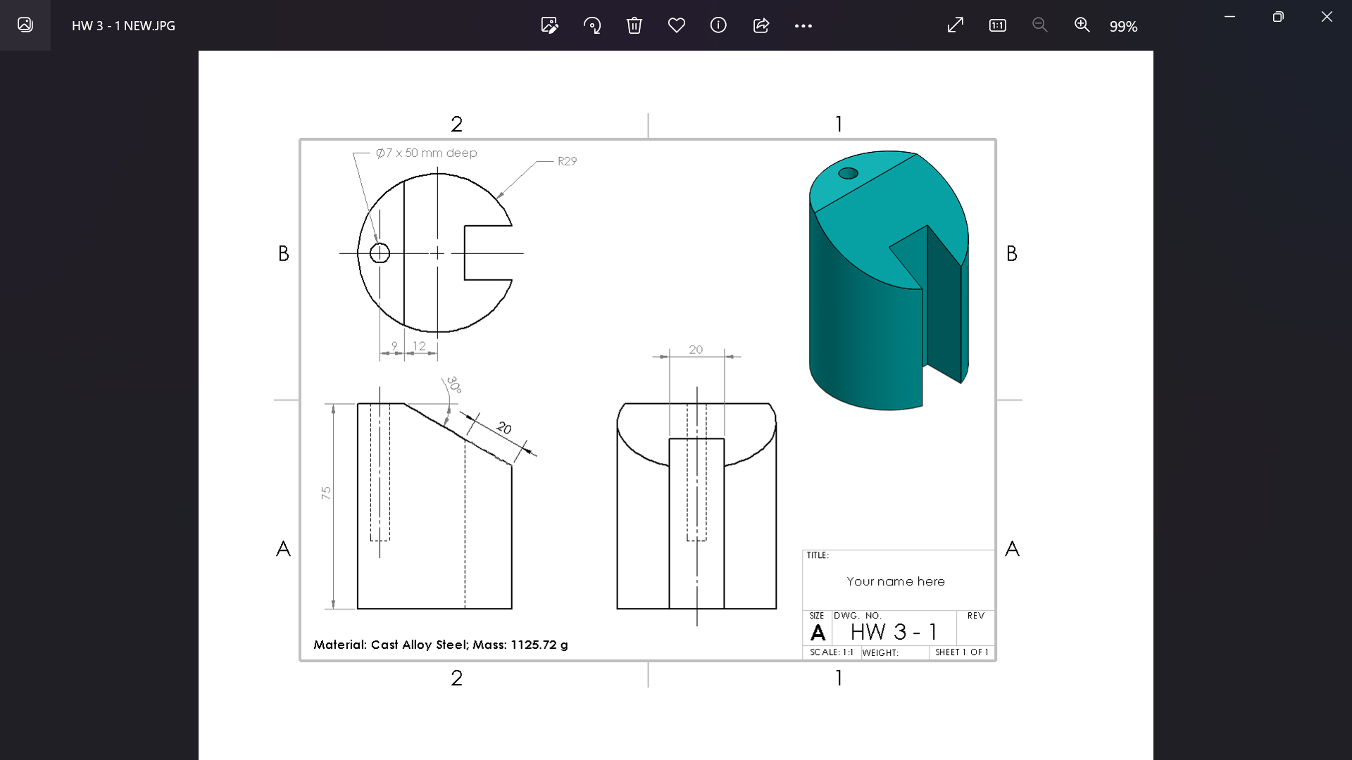 Solved I need help on making this part through solidwork | Chegg.com
