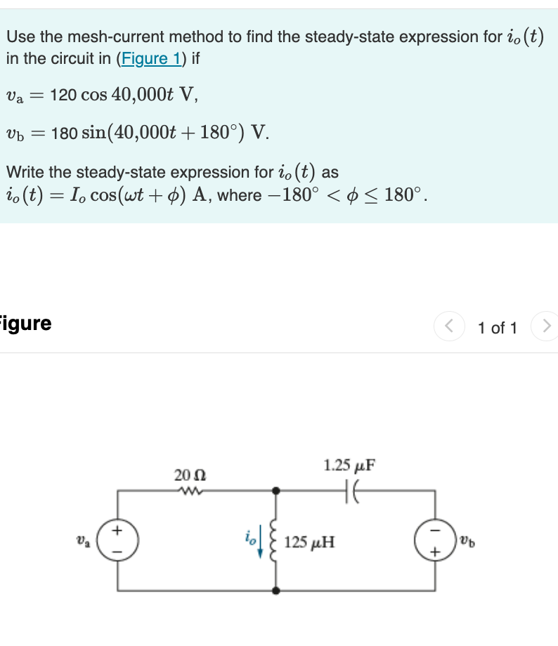 Solved Use the mesh-current method to find the steady-state | Chegg.com