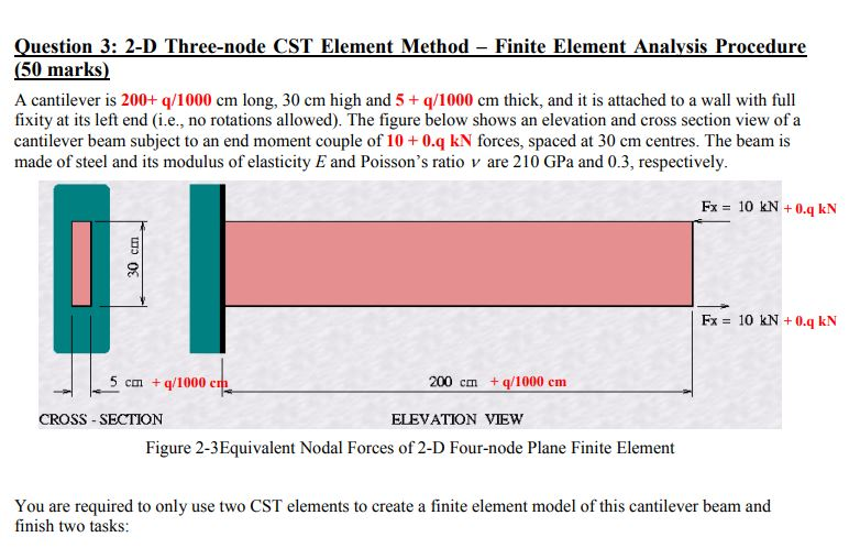 Question 3: 2-D Three-node CST Element Method - | Chegg.com