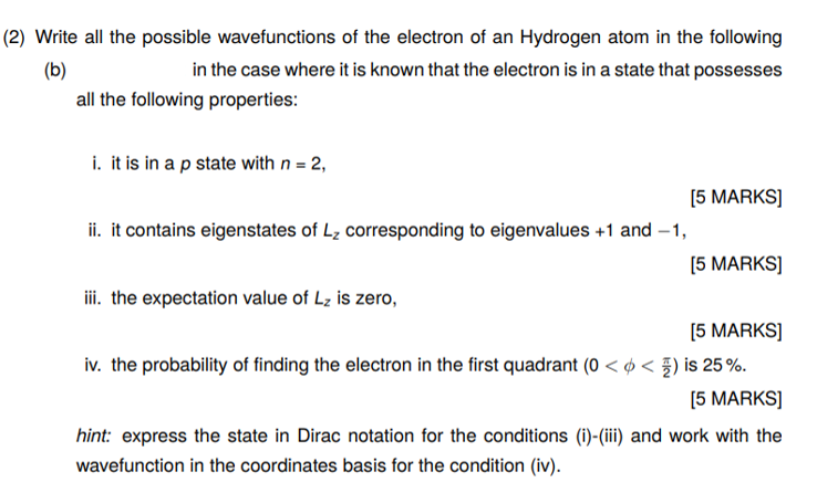 Solved Write All The Possible Wavefunctions Of The Electron