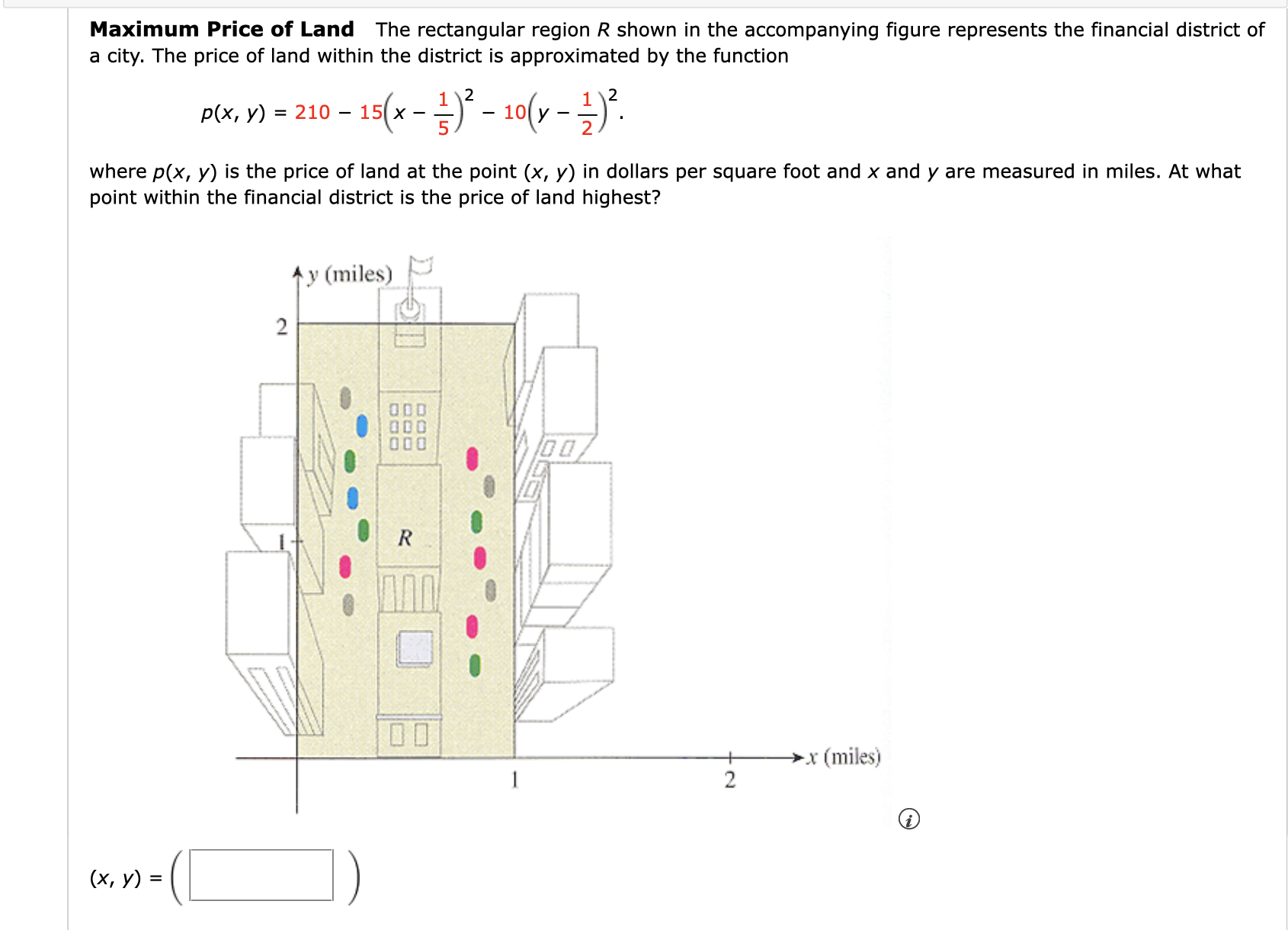 Solved Maximum Price of Land The rectangular region R shown | Chegg.com