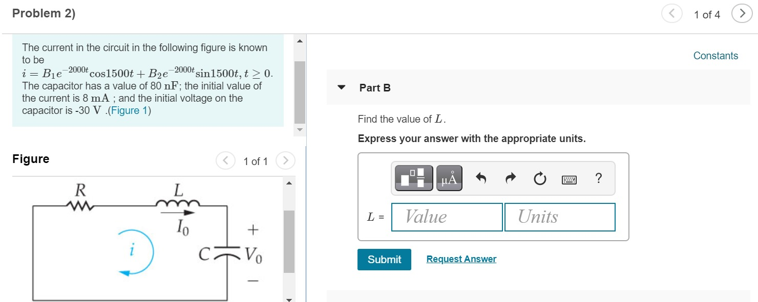 Solved Problem 2) 1 of 4 Constants The current in the | Chegg.com