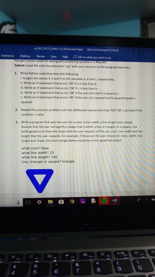 Solved Cs 100 20175 Hw03 1 Protected View Word