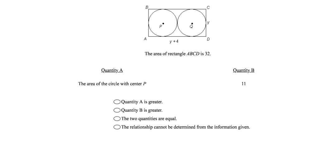 Solved y+4 The area of rectangle ABCD is 32. Quantity A | Chegg.com