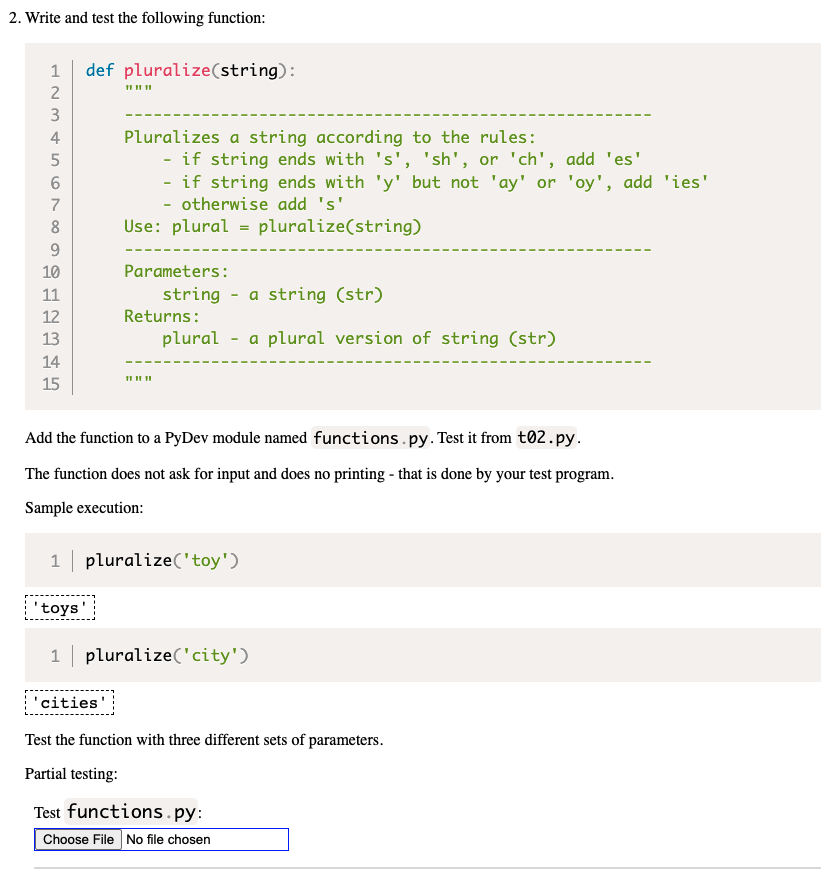 Solved 2 Write And Test The Following Function Def Chegg