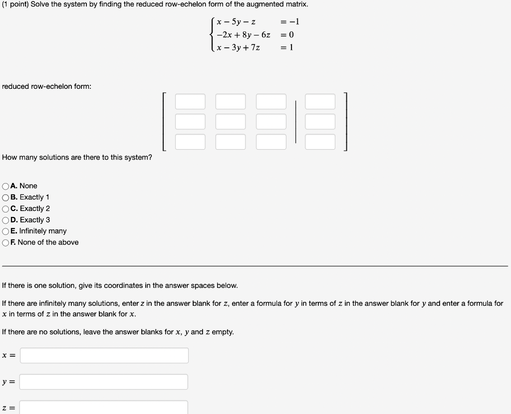 Solved Solve the following system of equations using | Chegg.com