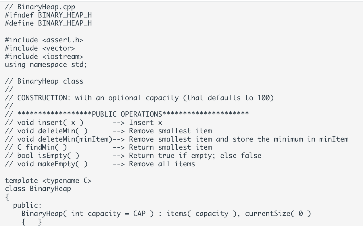Solved Implement The Binaryheap Adt In A File Binaryheapcpp