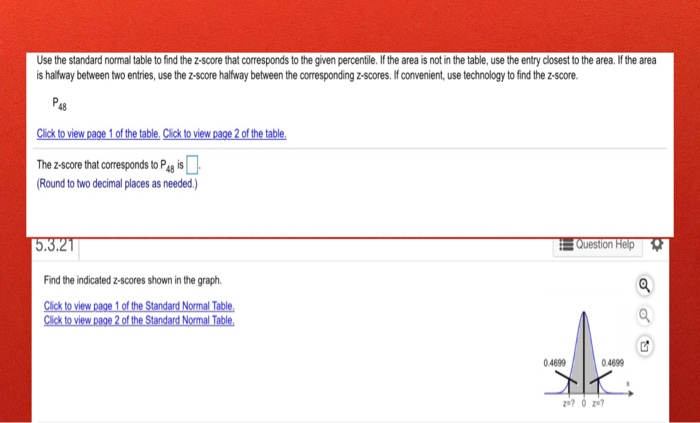 Solved Use the standard normal table to find the z-score | Chegg.com