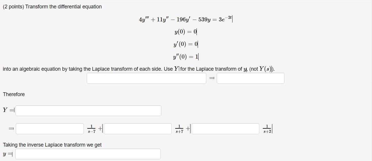 Solved (2 points) Transform the differential equation | Chegg.com