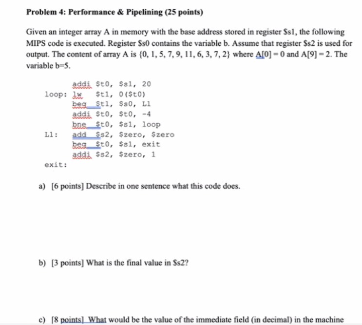 Solved Problem 4: Performance & Pipelining (25 ﻿points)Given | Chegg.com