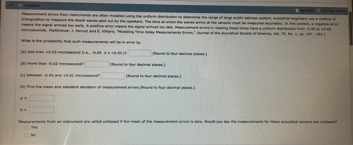 Solved Measurement errors from instruments are triangulation | Chegg.com