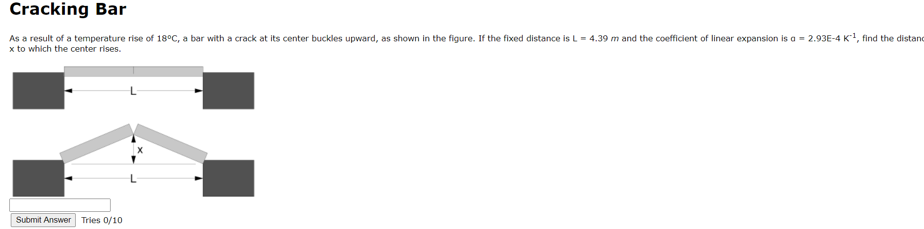Solved Cracking Bar As a result of a temperature rise of | Chegg.com
