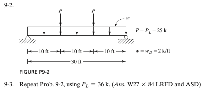 Solved 9-3. Repeat Prob. 9-2, using PL=36 k. (Ans. W27 ×84 | Chegg.com Solved 9-3. Repeat Prob. 9-2, using PL=36 k. (Ans. W27 ×84 | Chegg.com