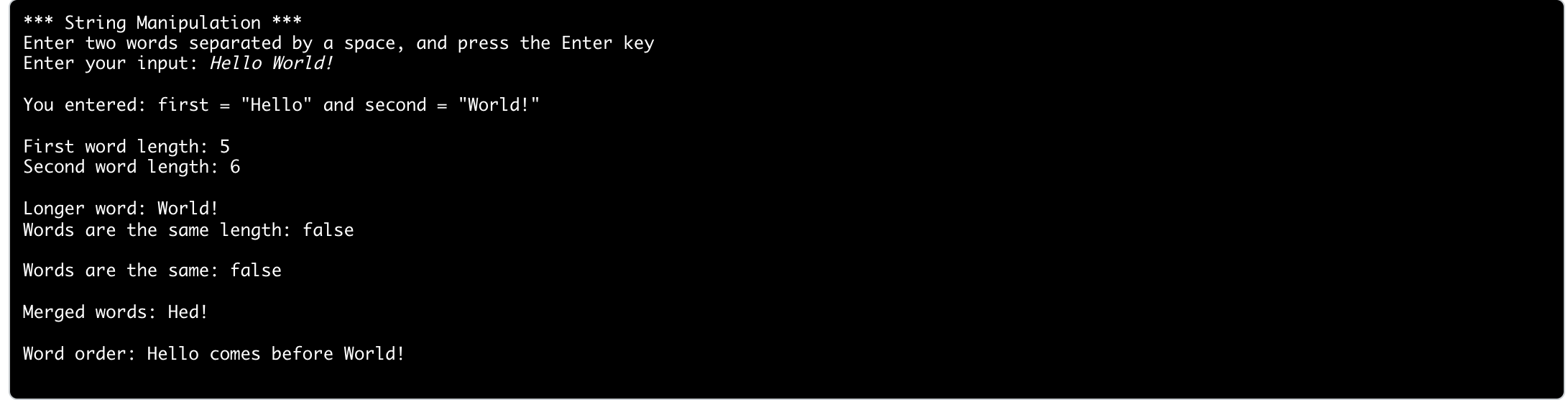 Solved Intro To Java String Manipulation Complete Each Of