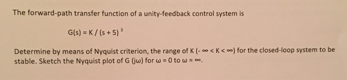 Solved The forward-path transfer function of a | Chegg.com