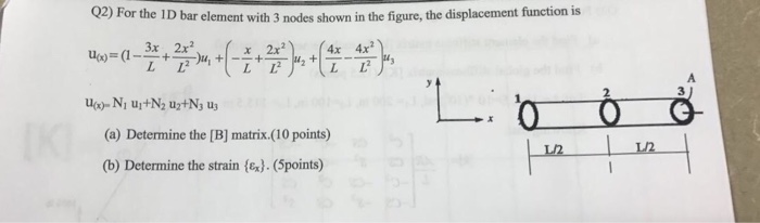 Solved For the 1D bar element with 3 nodes shown in the | Chegg.com
