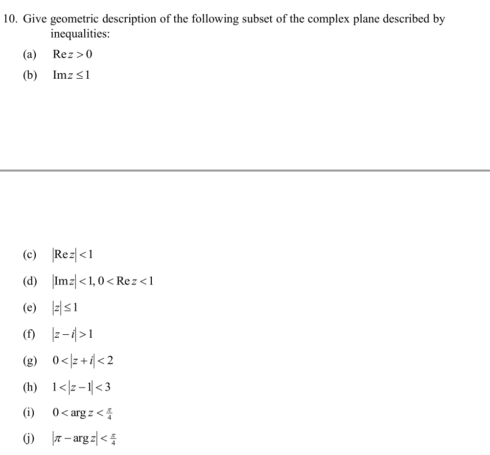 Solved 10. Give geometric description of the following | Chegg.com