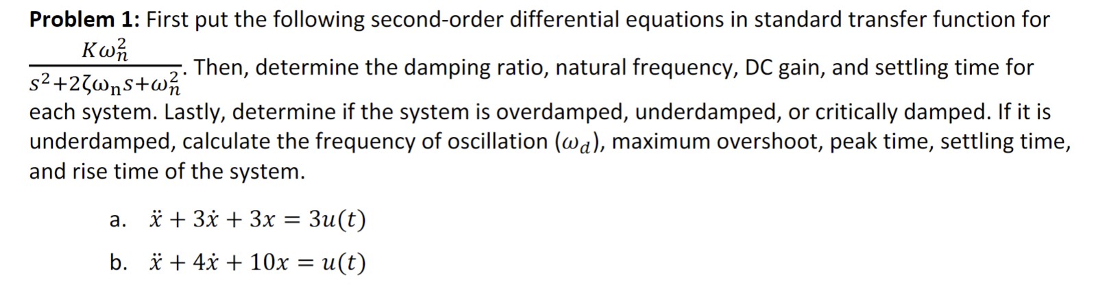 Solved Problem 1: First put the following second-order | Chegg.com