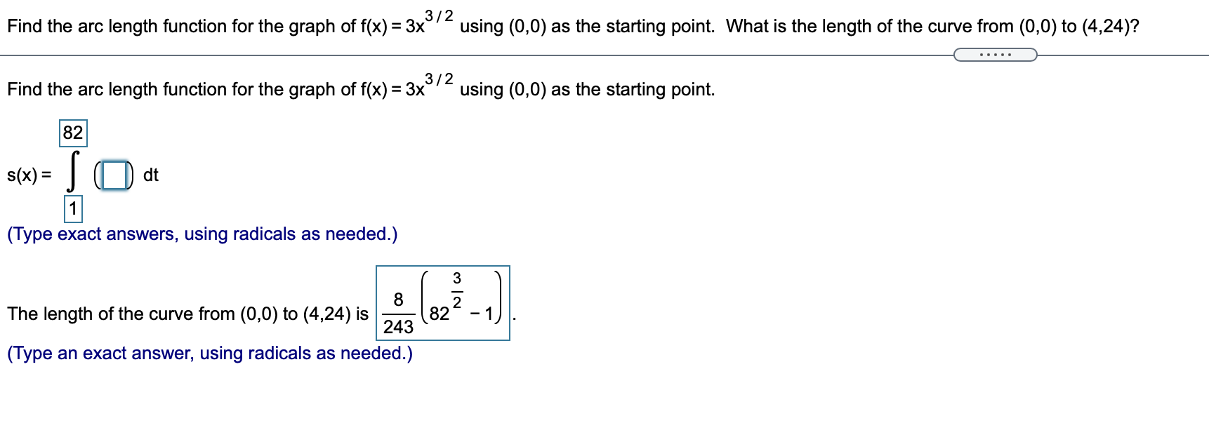 Solved 3/2 Find the arc length function for the graph of | Chegg.com