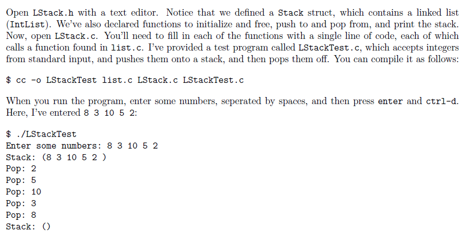 #include "LStack.h" void initStack(Stack * s) { /* | Chegg.com