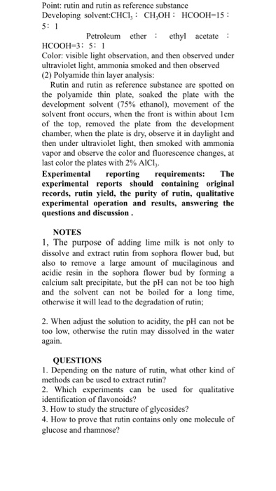 Solved EXPERIMENT 3: ISOLATION AND IDENTIFICATION OF RUTIN | Chegg.com