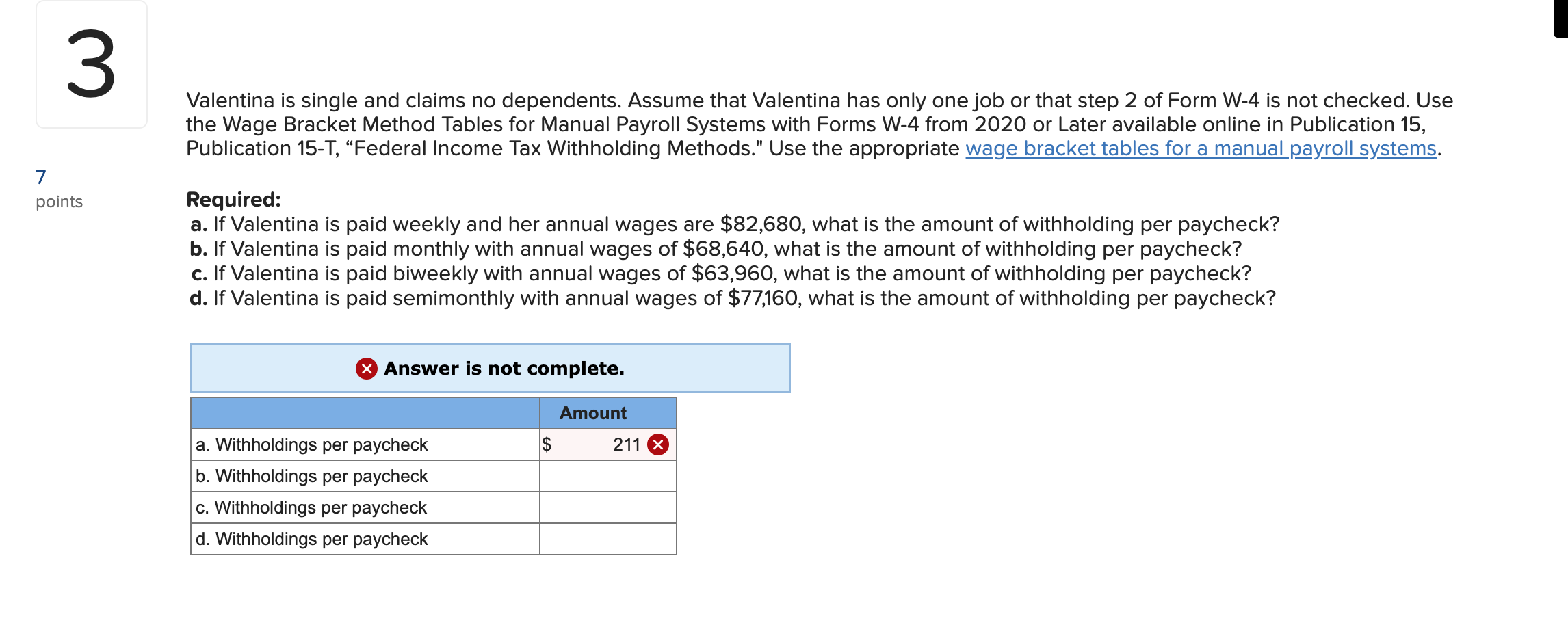 Solved Valentina is single and claims no dependents. Assume | Chegg.com