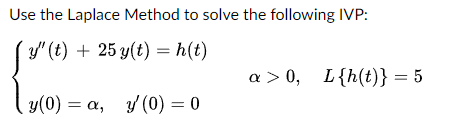 Solved Use the Laplace Method to solve the following IVP: | Chegg.com