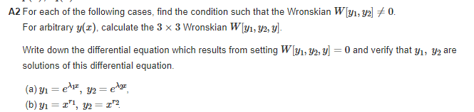 Solved A2 For each of the following cases, find the | Chegg.com